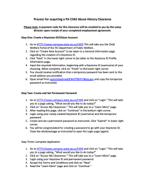 Fillable Online Process for acquiring a PA Child Abuse History ...