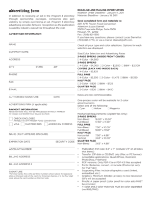 Fillable Online Advertising form DEADLINE AND MAILING INFORMATION Fax ...