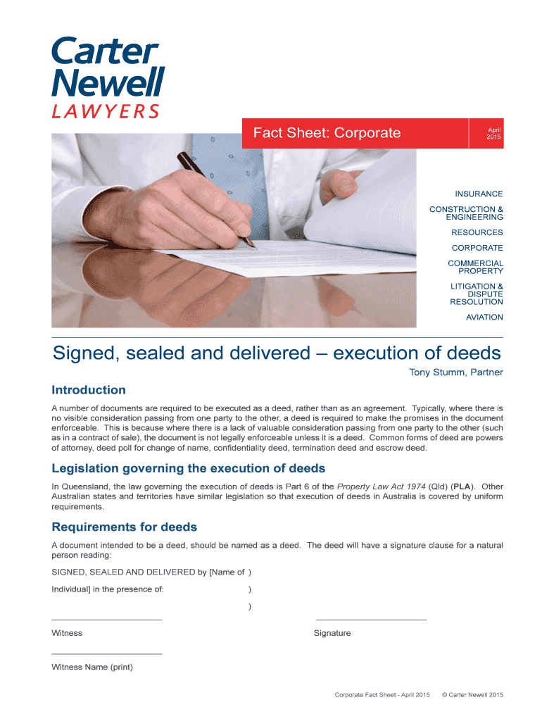 Fillable Online Signed sealed and delivered execution of deeds Fax ...