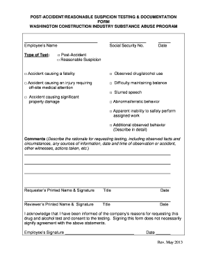 Fillable Online POST-ACCIDENTREASONABLE SUSPICION TESTING DOCUMENTATION ...