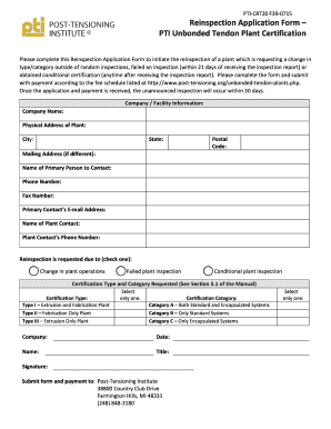 Fillable Online post-tensioning PTI-CRT20 F39-0715 Reinspection ...