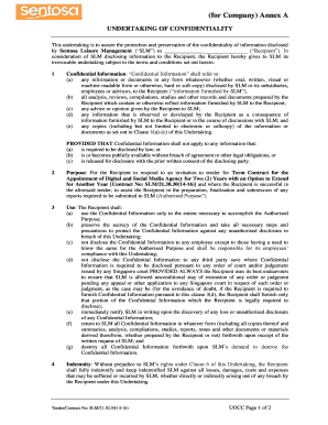 Fillable Online Undertaking of Confidentiality Undertaking of ...