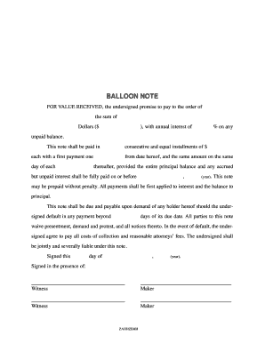 Fillable Online BALLOON NOTE - bForsalebyownercomb Fax Email Print ...