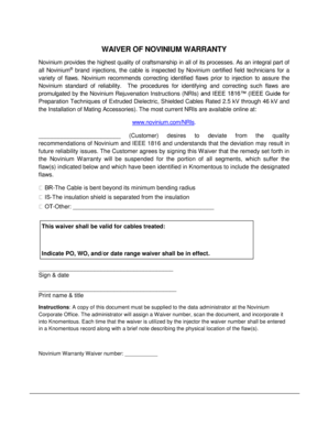 Fillable Online Waiver of Novinium Warranty - 20151001pdf Fax Email ...