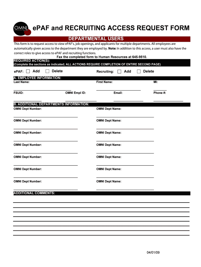 Fillable Online EPAF and RECRUITING ACCESS REQUEST FORM Fax Email Print ...