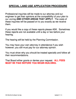 Fillable Online SPECIAL LAND USE APPLICATION PROCEDURE Fax Email Print ...
