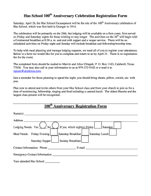 Fillable Online unityofthebrethren Hus School 100th Anniversary ...
