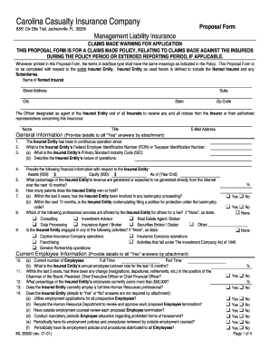 Fillable Online Carolina Casualty Insurance Company Proposal Form ...