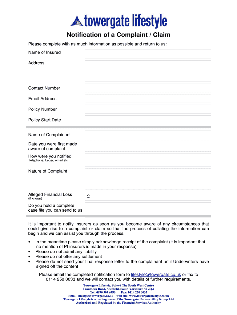 Fillable Online Claim Form template 2 Fax Email Print - pdfFiller