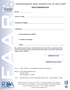 Fillable Online Agent Termination Form - bfaarmemberscomb Fax Email ...