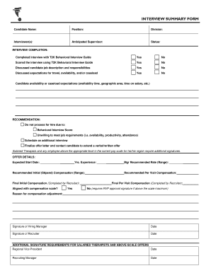 Fillable Online Candidate Name Position Division Interviewers Fax Email ...