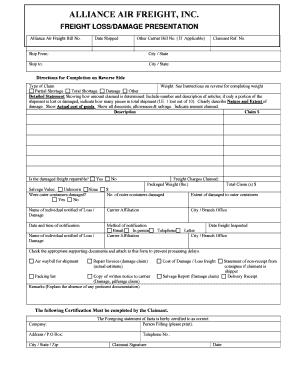 Fillable Online Freight Claim Form - Freight Rates Fax Email Print ...