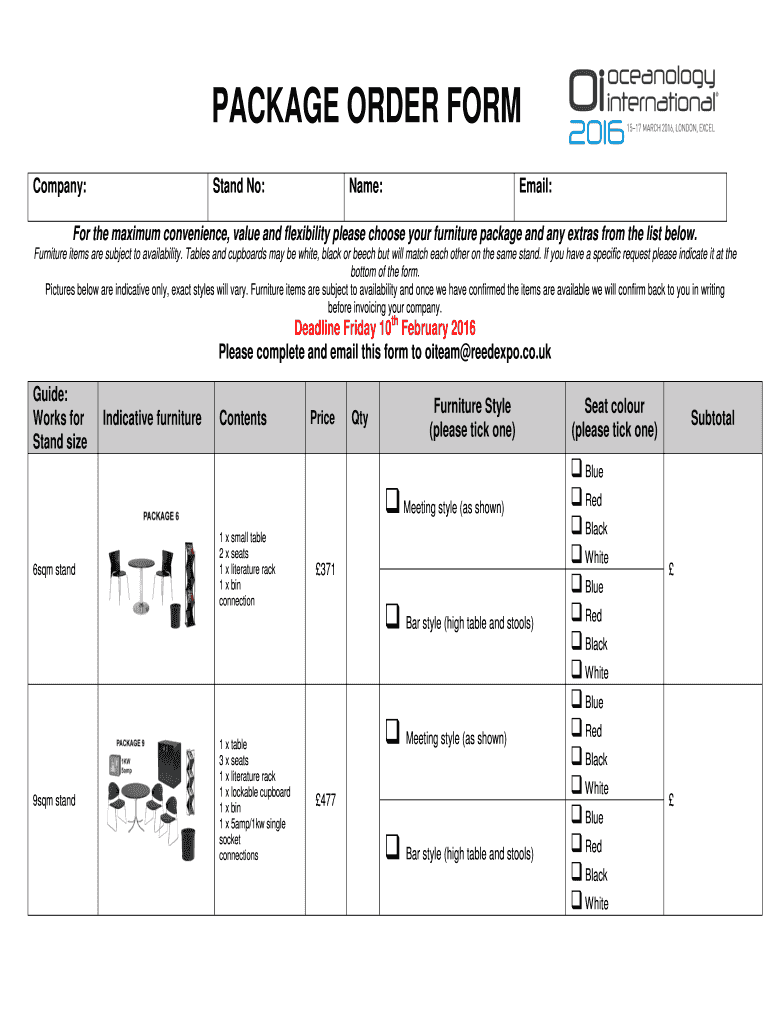 Fillable Online PACKAGE ORDER FORM - oceanologyinternationalcom Fax ...