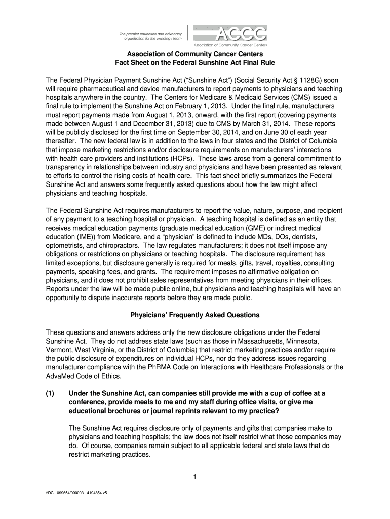 Fillable Online Fact Sheet on the Federal Sunshine Act Final Rule Fax ...
