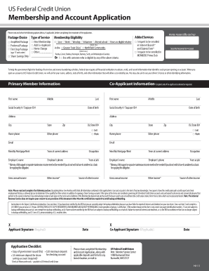 Fillable Online usfed US Federal Credit Union Membership and Account ...