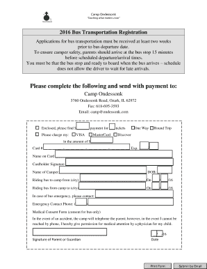 Fillable Online 2016 Bus Transportation Registration - bondessonkcomb ...