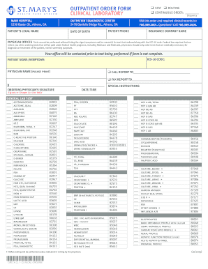Fillable Online stmarysathens OUTPATIENT ORDER FORM STAT ROUTINE ...
