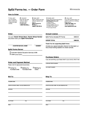 Fillable Online SpEd Forms Inc Order Form Minnesota Fax Email Print ...
