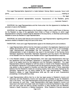 Fillable Online LEGAL REPRESENTATIVE AGREEMENT Fax Email Print - pdfFiller