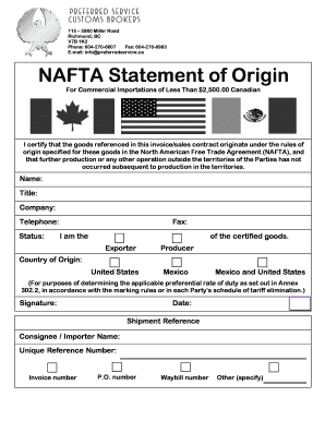 Fillable Online NAFTA Statement of Origin Originaldoc Fax Email Print ...