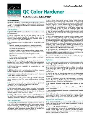 Fillable Online QC Color Hardener - QC Construction Products Fax Email ...