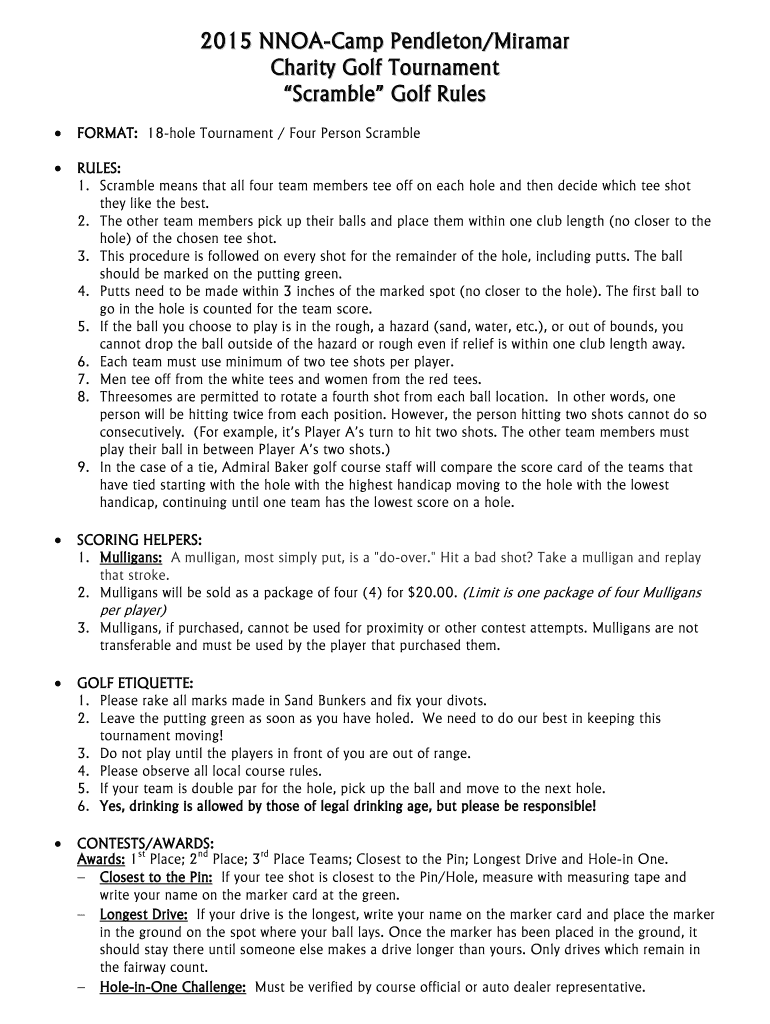 Fillable Online Scramble Golf Rules Fax Email Print - pdfFiller