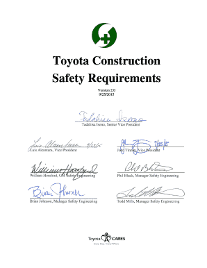 Fillable Online FINAL DRAFT TOYOTA CONSTRUCTION SAFETY REQUIREMENTS Fax ...