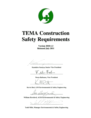Fillable Online TEMA Construction Safety Requirements ...