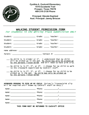 Fillable Online Cynthia A Cockrell Elementary 1075 Escalante Trail Fax ...