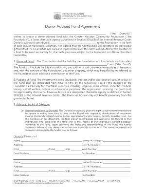 Fillable Online ghcf Current Donor Advised Fund Agreement - GHCF Fax Email Print - pdfFiller