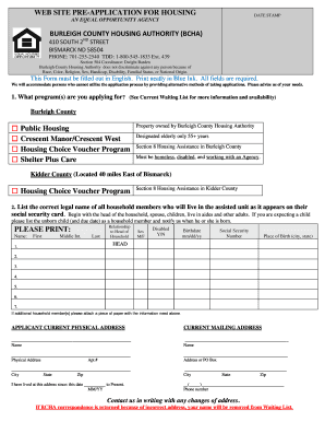 Fillable Online PRE-APPLICATION FOR HOUSING Fax Email Print - pdfFiller