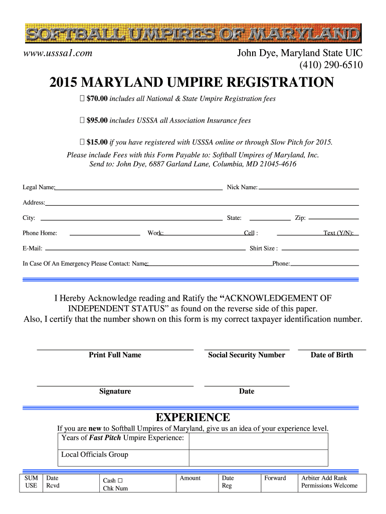 Fillable Online 2015 Umpire Registration rev - busssa1comb Fax Email ...