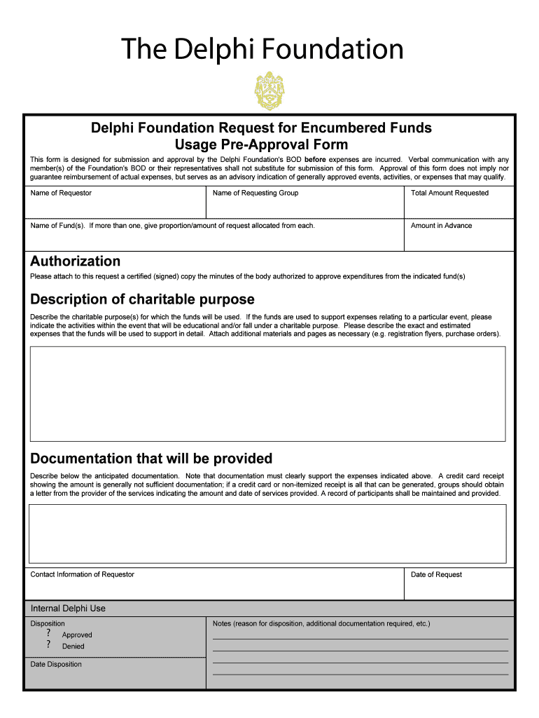 Fillable Online Request for Distribution of Encumbered Funds Fax Email ...