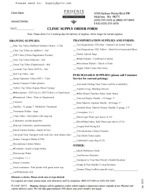 Fillable Online Supply Order form Version 2 - Phoenix Central ...