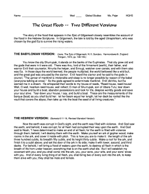Fillable Online The Great Flood -- Two Different Versions Fax Email ...