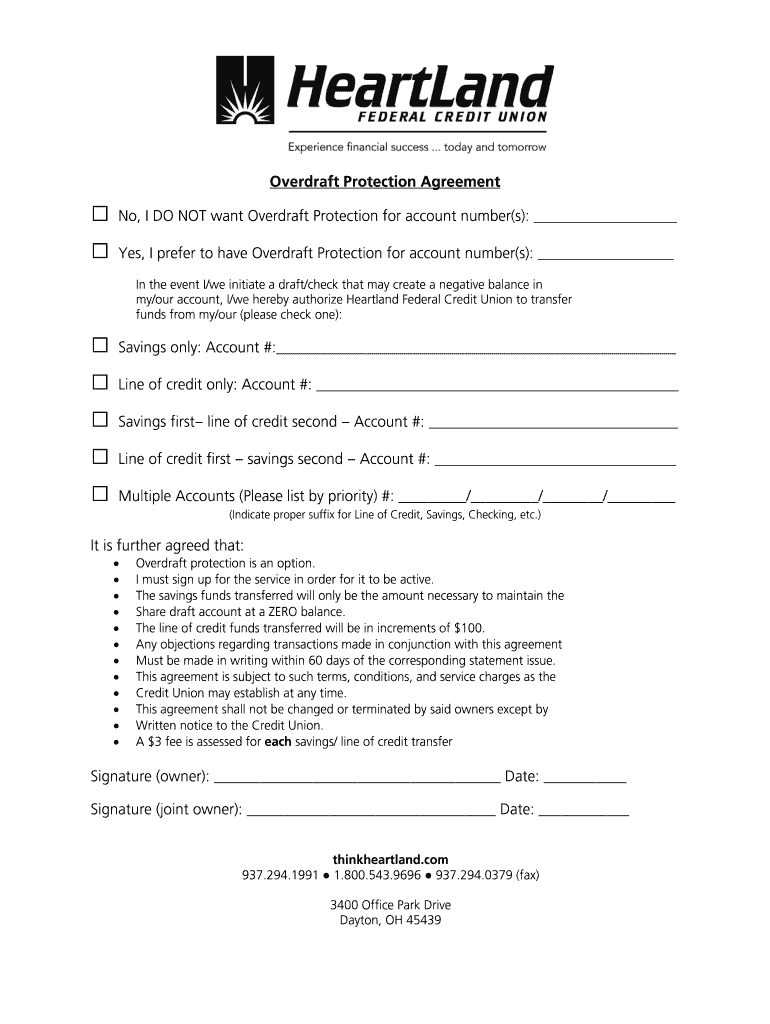 Fillable Online Overdraft Protection Agreementdoc Fax Email Print ...