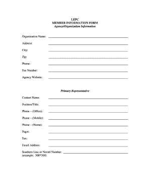 Fillable Online ftp floydcountyga LEPC MEMBER INFORMATION FORM ...