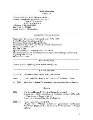 Fillable Online Curriculum vitae - ELEBILAB Fax Email Print - pdfFiller