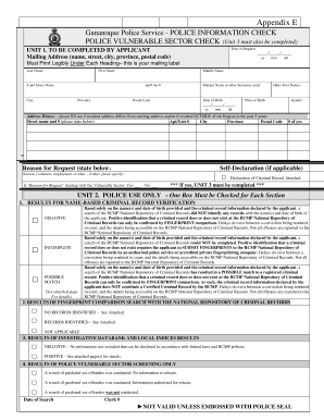 Fillable Online Gananoque Police Service - POLICE INFORMATION CHECK ...