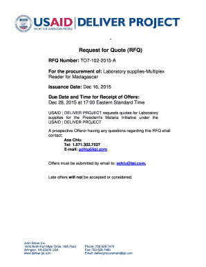 Fillable Online Request for Quote RFQ RFQ Number RFQ for Madagascar Fax ...