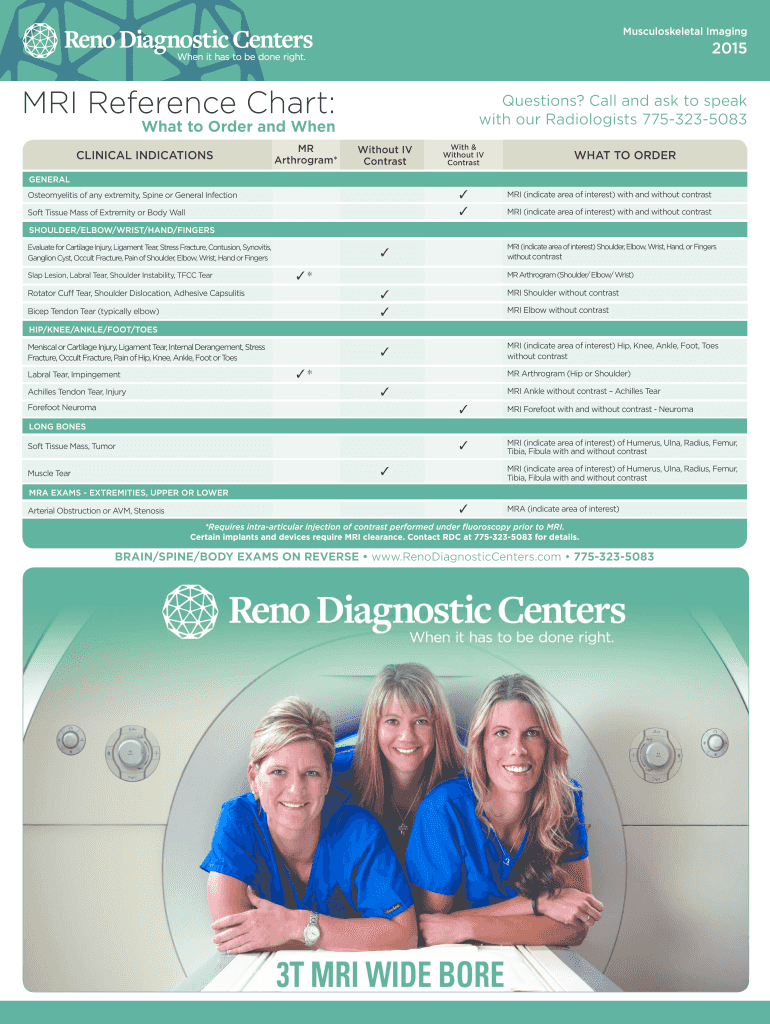 Fillable Online MRI Reference Chart: Fax Email Print - pdfFiller