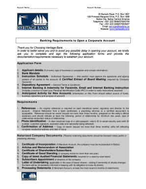 Fillable Online APPLICATION FOR A BANK ACCOUNT Fax Email Print - pdfFiller