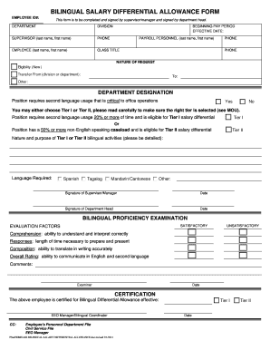 Fillable Online BILINGUAL SALARY DIFFERENTIAL ALLOWANCE FORM ...