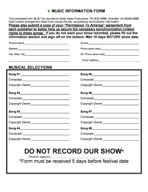 Fillable Online Music Information Form.doc Fax Email Print - pdfFiller