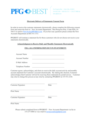 Fillable Online Electronic Delivery of Statements Consent Form ...