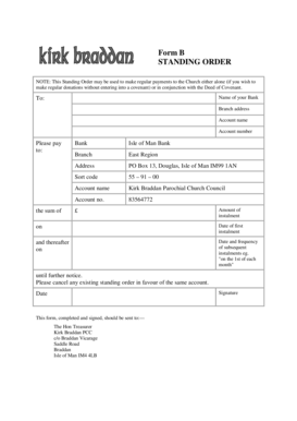 Fillable Online Form B STANDING ORDER - bgumbleynetb Fax Email Print ...