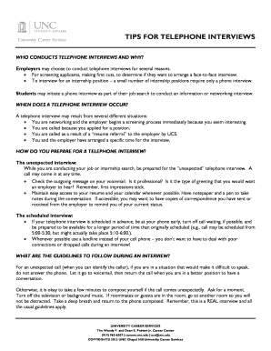 Fillable Online TIPS FOR TELEPHONE INTERVIEWS Fax Email Print - pdfFiller