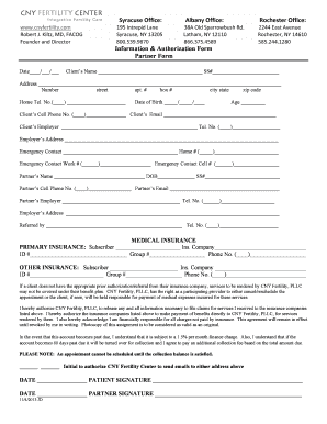 Fillable Online Information amp Authorization Form Partner Form - CNY ...