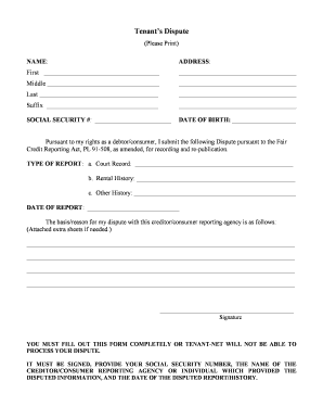 Fillable Online Tenants Disputedoc Fax Email Print - pdfFiller
