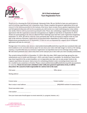 Fillable Online 2015 Pink Invitational Registration Form Fax Email ...